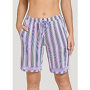 Jockey Women's Sleepwear Cooling Comfort Bermuda Short, Awake Stripe, M