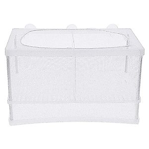 Aquarium Fish Breeder Box, Fish Isolation Box, Hatching Box, Juvenile Fish Spawning Incubator, Water Isolation Net Hatcher, Nylon Mesh Fish Fry Hatchery Breeder Box Separation Net（White L）