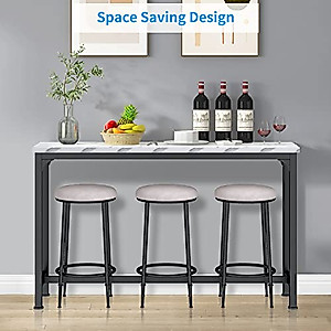 HOMYSHOPY Bar Table Set for 3, 4 Piece Console Table with 3 Stools, Counter Height Kitchen Table Set with 3 Chairs for Breakfast Nook, Living Room and Apartment (White & Black)