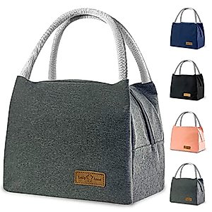 Mziart Lunch Bag for Women Men Reusable Lunch Bags Simple Lunch Tote Bag Modern Insulated Lunch Box Food Container Lunch Cooler Bag for Work Office Travel Picnic (Gray)
