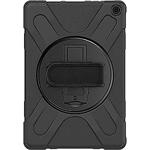 SaharaCase Protection Hand Strap Series Case for Amazon Fire HD 10 (2021) and Amazon Fire HD 10 Plus (2021) [Shockproof Bumper] Kickstand Rugged Protection Anti-Slip Grip - Black
