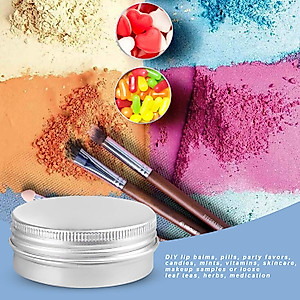 Round Silver Aluminum Metal Tin Storage Jar Containers with Secure Screw Top Lids for Cosmetic, Lip Balm,Salves, Candles,Skin Care and tea, 24pcs