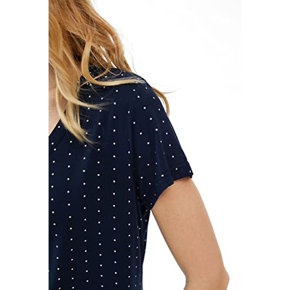 Joyaria Womens Capri Bamboo Pajamas Capri Pjs Set Night Sweats Short Sleeve Sleepwear Hot Flashes(Navy Polka Dot,XXL)