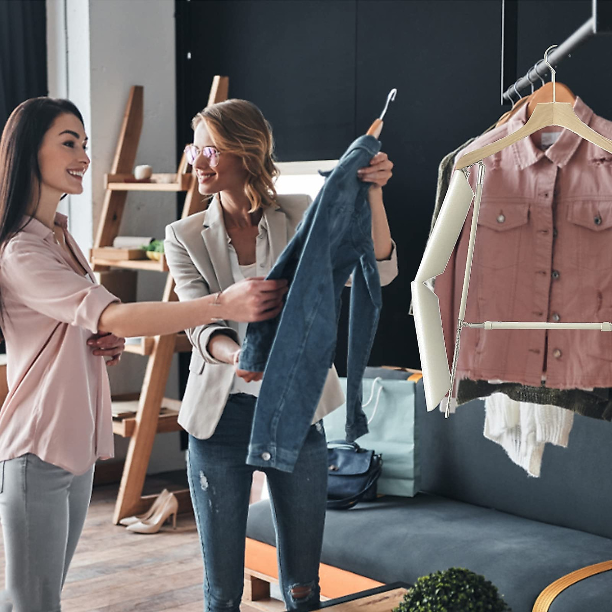 Metal Body Shape Clothing Display Hangers with Adjustable Waist and Arms, Female Mannequin Torso for Retail Boutique Photography Show, Fashionable Dress Form to Hang Coat Jackets Sweater Tops