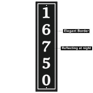 Personalized Reflective Address Plaque, Custom Aluminum Address Sign for Mailbox, House, Street, Outside, Vertical House Number Sign with Two Screw, 16" x 3.5" (Black or Green)
