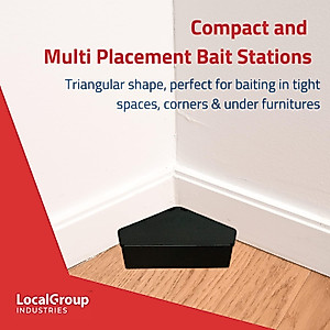Mouse Bait Station with Keys - Child and Pet Safe Tamper Resistant Corner Unit Mini Rodent Trap Bait Stations - Heavy Duty and Reusable for Home, Indoor Outdoor Use (6 Pack, 2 Keys - Black)