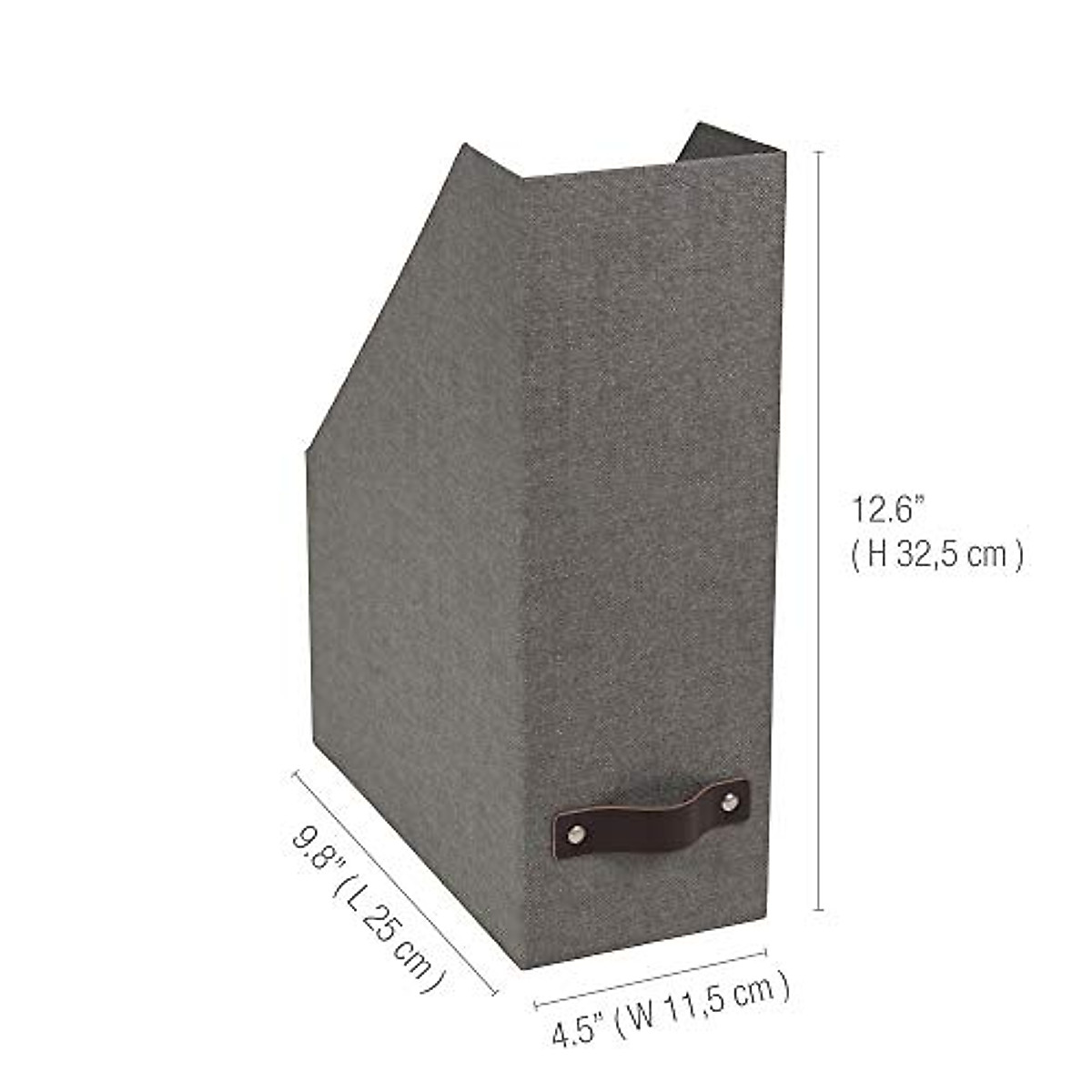 Bigso Estelle Canvas Fiberboard Upright Magazine Storage Box, 12.6 x 4.5 x 9.8 in, Grey