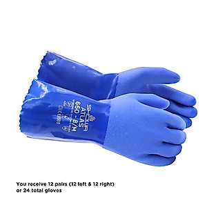 SHOWA Size 9 Blue ATLAS Cotton Lined 1.3 mm Cotton And PVC Chemical Resistant Gloves, Large