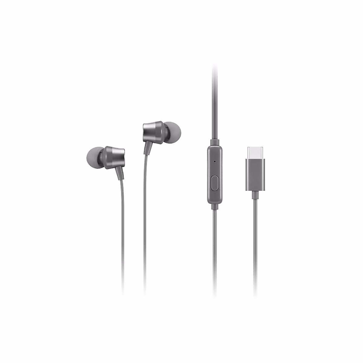 Lenovo - 300 Wired in-Ear USB-C Headphones - in-Line Microphone - USB-C Connectivity - Play & Pause Button - 3 Sizes Silicone Ear Tips Included