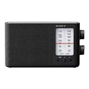 Sony Dual Band FM/AM Analog Portable Battery Radio Home Audio Radio Black (ICF-19)