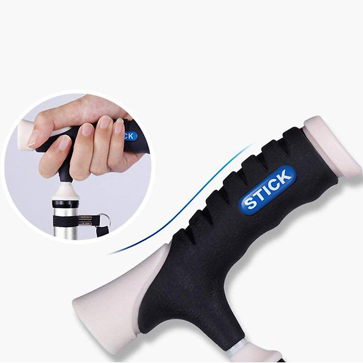 Folding Walking Stick with Seat Adjustable Height Tripod Cane Hiking Chair Aluminium Portable