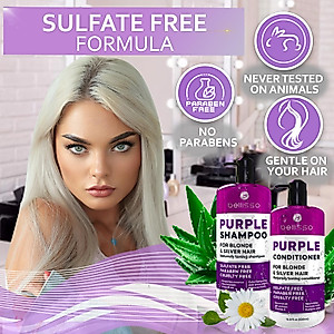 Purple Shampoo and Conditioner Set for Platinum Blonde, Silver, Light, Bleached and Grey Hair - Sulfate and Paraben Free Professional Salon Grade Toner (2 x 16.9 fl oz) – for Women and Men