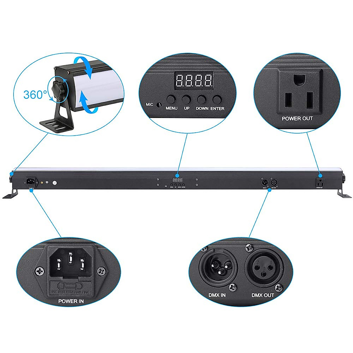 LED Stage Light Bar DMX - 40IN 60W 224LEDs RGB DJ Light Bar Sound Activated Auto Program Strobe 54 Modes DMX Light Bar Pixel Strip for DJ Party Concert Music Live Show Christmas Stage Lighting