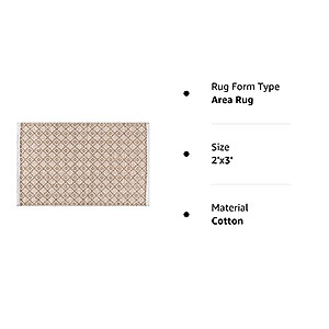 THE BEER VALLEY Diamond Woven Rug 2'x3' - Beige, Anti-Slip Farmhouse Accent Cotton Rugs for Entryway Kitchen Bedroom Bathroom - 24x36 Inches