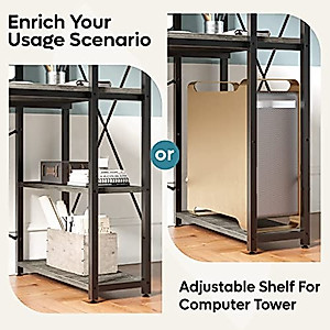 Bestier Computer Desk with Shelves - 47 Inch Home Office Desks with Bookshelf for Study Writing and Work - Plenty Leg Room and Easy Assemble, Gray