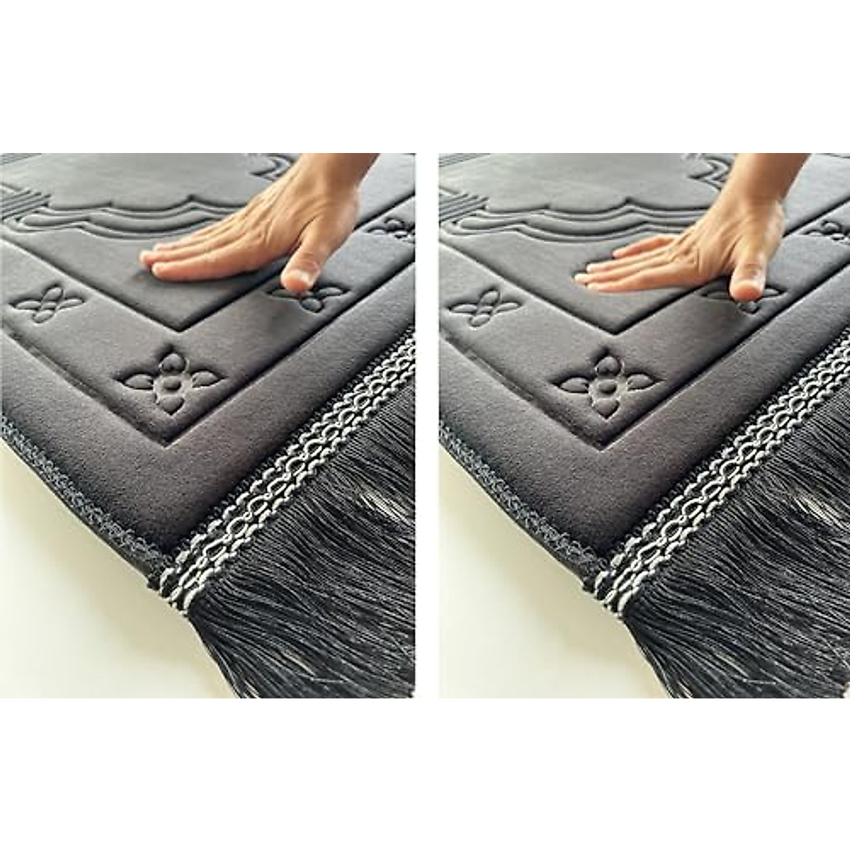 Islamika Orthopedic Prayer Rug Memory Foam Muslim Prayer mat - Padded Very Thick Prayer Rug Sajadah for Men Women for Eid Travel Ramadan, Soft and Luxury (Black) (Black)