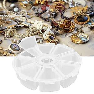 Agatige 8 Grids Storage Jewelry Box, Plastic Material Round Storage Containers Craft Storage for Hand‑Made Loose Beads