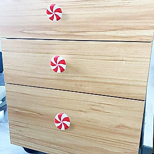 New Halloween Christmas Red and White Candy Cabinet knob Covers for Various Kitchen Cabinet knob Covers Living Room Bedroom Cabinet Knob Covers (20 Pieces)