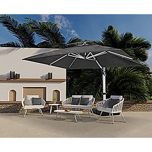 ABCCANOPY 9FT Cantilever Patio Umbrella Double Top Square Umbrella Outdoor Offset Umbrella with 360° Rotation,Dark Gray
