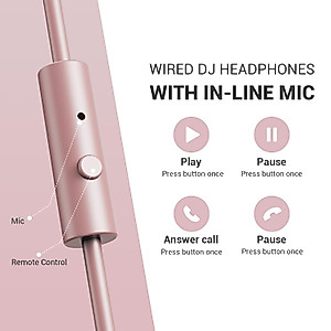 OneOdio Wired Over Ear Headphones Hi-Res Studio Monitor & Mixing DJ Stereo Headsets with 50mm Drivers and 1/4 to 3.5mm Jack for AMP Computer Recording Podcast Keyboard Guitar Laptop - Pink