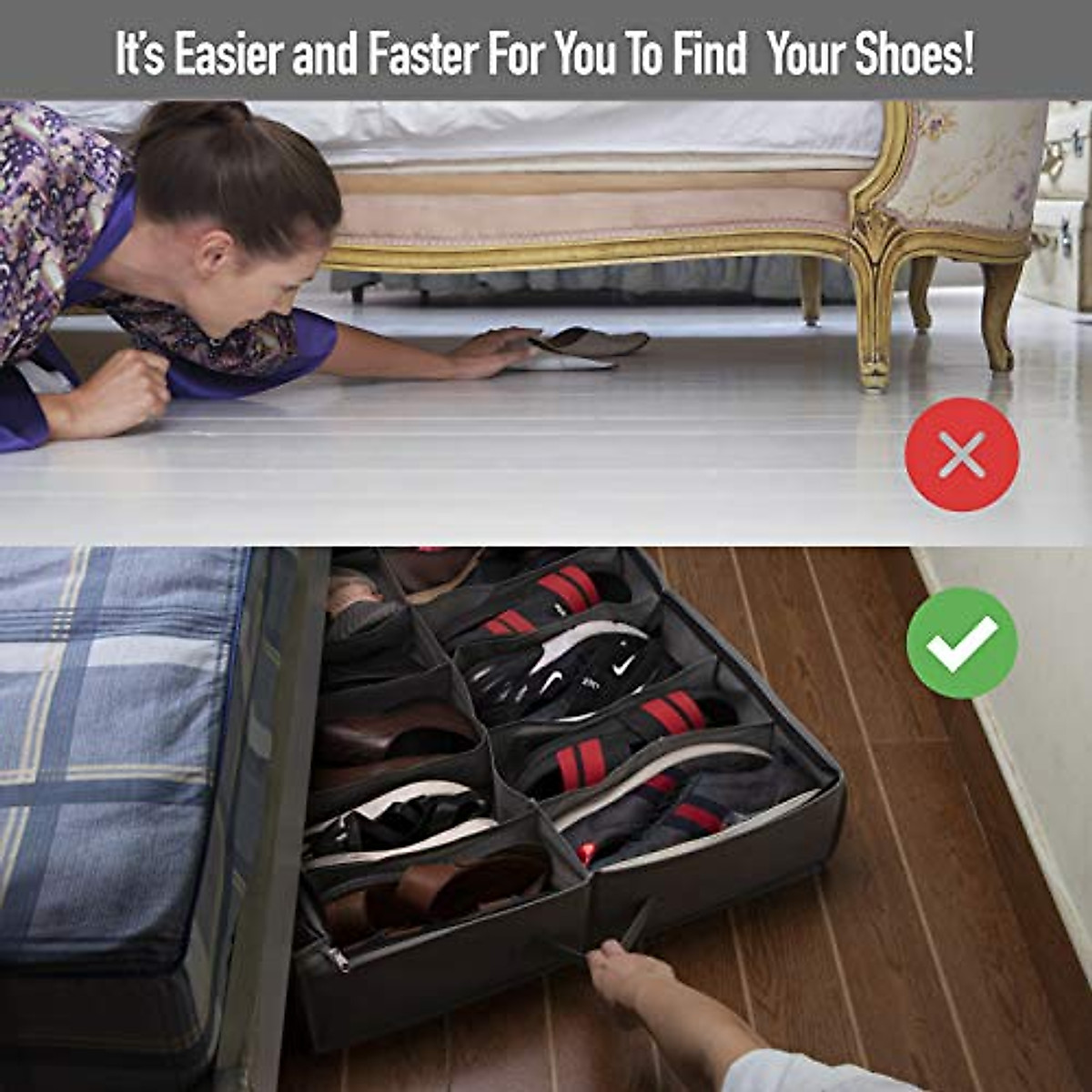 JZLULU Under Bed Shoe Storage Organizer (2-pack)