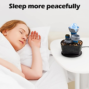 Tabletop Fountain Tabletop Waterfall Meditation Fountain Indoor Fountain Decorative Fountain Office Home Leisure and Relax Mini Tabletop Pool Leisure Fountain Including Many Natural River Rocks