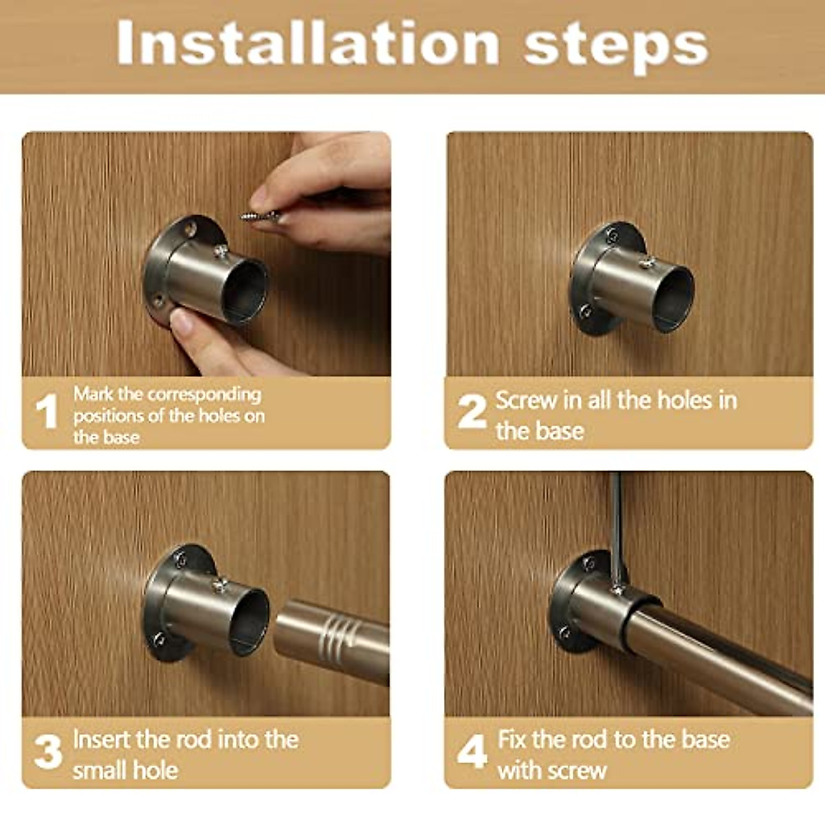 CALCHELE Closet Rods for Hanging Clothes, 15 to 50 Inch Adjustable Clothes Rod for Closet, Heavy Duty Closet Rod Extender Closet pole for Wardrobes