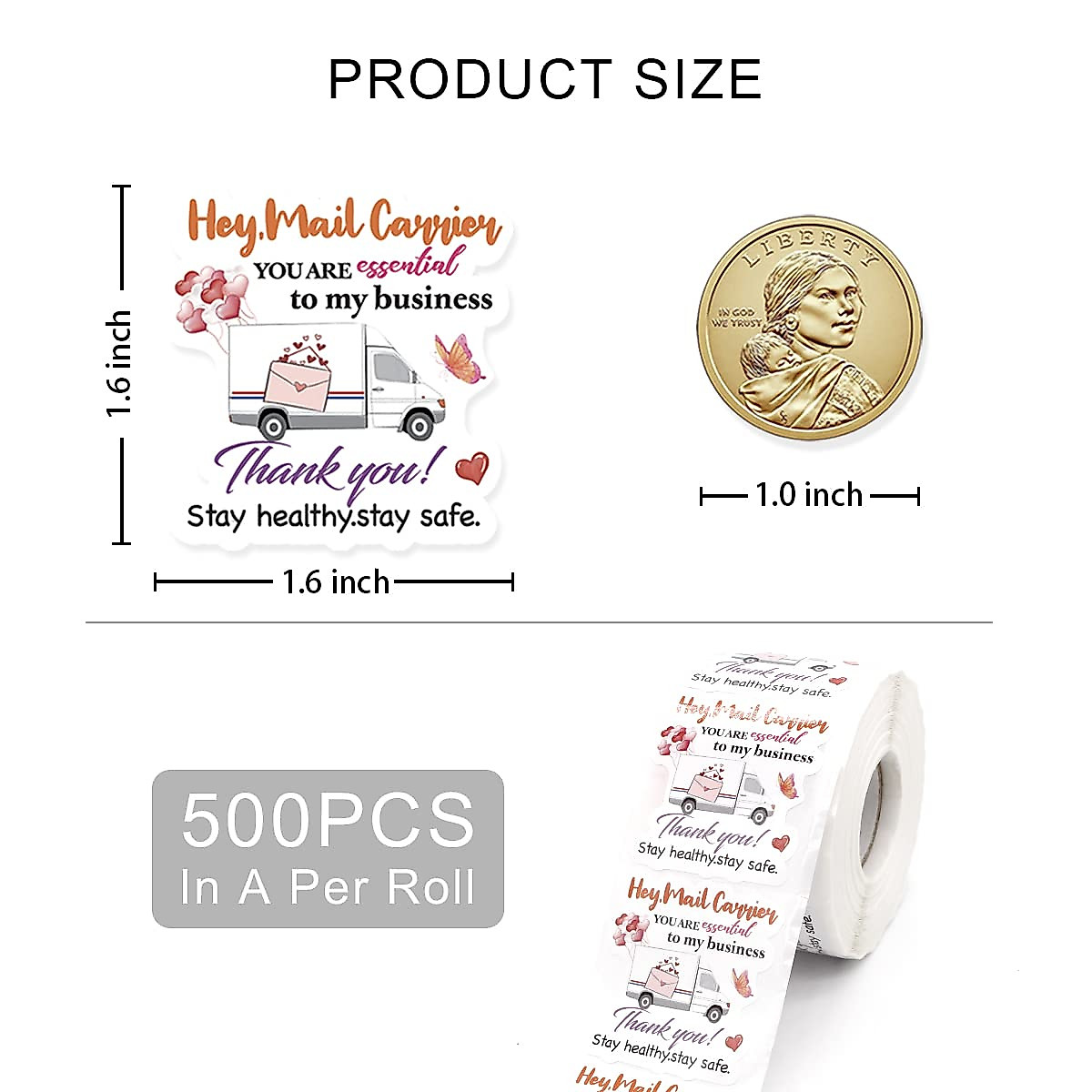 Mail Carrier Thank You Sticker,Thank You Mailman Stickers,Hey Mail Carrier You are Essential Stickers,Mail Envelopes Stickers Handmade Stickers for Small Business 500 PCS
