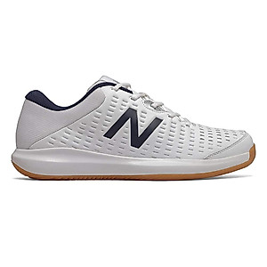 New Balance Men's 696 V4 Hard Court Tennis Shoe, White/Navy, 12 M US