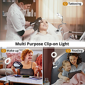 Skymore Clip on Light -3 Color Modes&10 Brightness LED Reading Desk Light with Clamp Flexible Gooseneck Book Light for Kids' Bedtime Reading, Zoom Meetings, Clip on Table, Headboard, Dorm&Office Use
