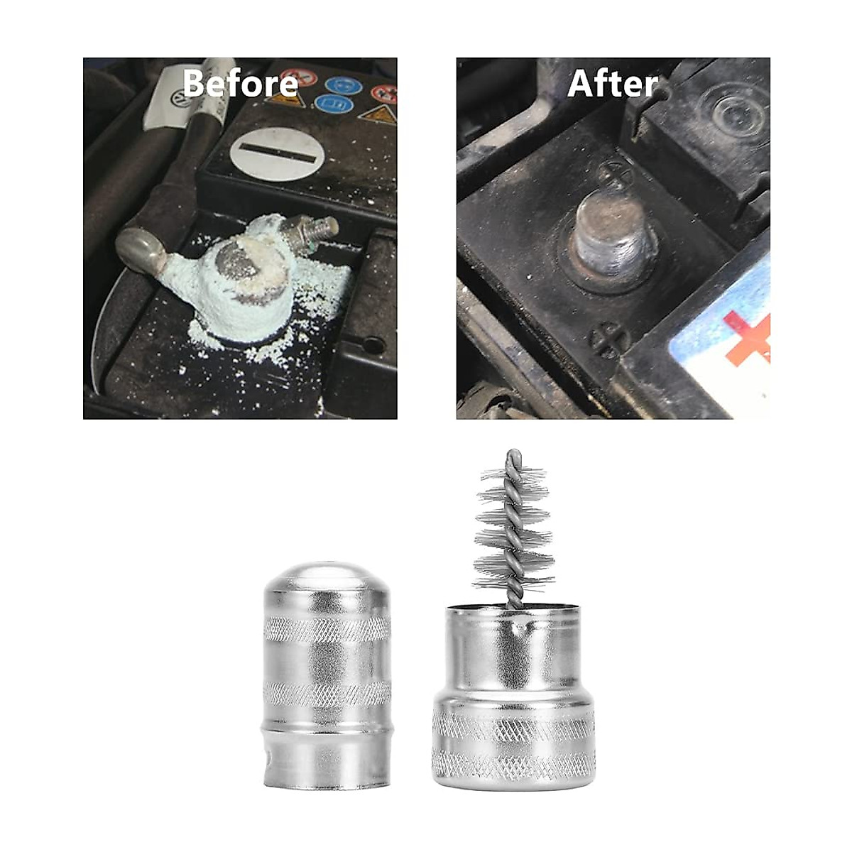 12 in 1 Battery Terminal Cleaner Kit - Must Have Tool Best for Extend Car Marine Battery Life with 10PCS Fiber Washers Protector and 2PCS Cleaning Brush