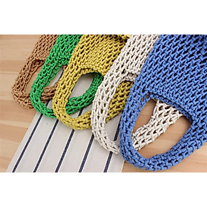 Naimo Straw Beach Bag Woven Rattan Shoulder Bag Fishing Net Handbag Cotton Rope Tote Summer Crochet Hobo Bag