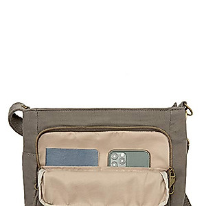 Travelon Anti-Theft Courier Tour Bag, Stone Gray, 11.5 x 11 x 3