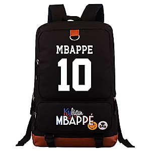 Duuloon Kylian Mbappe Lightweight Student Bookbag Wear Resistant Soccer Stars Rucksack Casual Laptop Bag for Teens,One Size