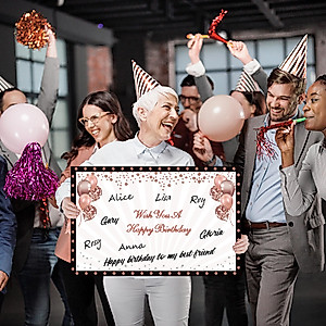 Kuxriox Large 70th Birthday Card With Envelope, Extra Big Guest Book Rose Gold 70th Birthday Greeting Card Women, Giant 70th Bday Card Gifts Party Supplies, Jumbo Seventy Bday Card(14 x 22 IN)