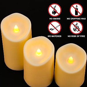 Enido Flameless Candles Waterproof Outdoor Candles Battery Operated Candles with Remote Cycling 24 Hours Timer (D: 3.25" x H: 4" 5" 6") LED Candles Plastic Pack of 3 Large Pillar Candles