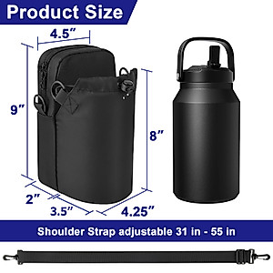 Cosmos Water Bottle Bag Crossbody Bottle Holder Carrier Case Bag Bottle Sling Bag Pouch with Adjustable Shoulder Strap & Pocket, Fits 30 to 48 oz Bottle for Hiking Camping Walking Travel & Fishing