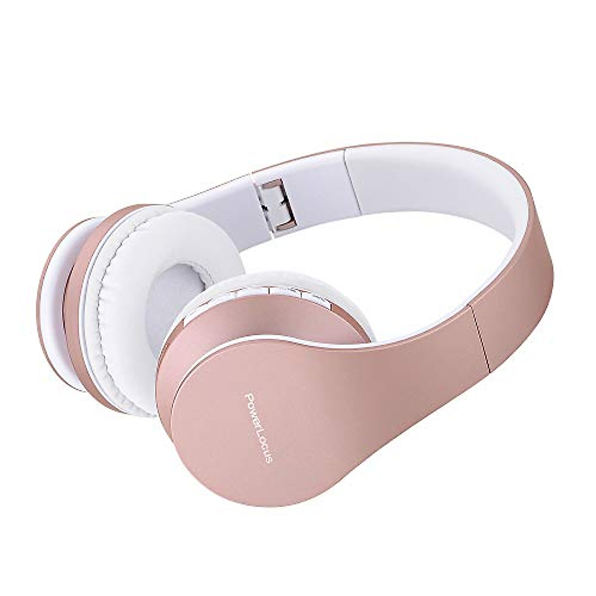PowerLocus Wireless Bluetooth Over-Ear Stereo Foldable Headphones, Wired Headsets with Built-in Microphone for iPhone, Samsung, LG, iPad (Rose Gold)
