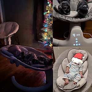 Bluetooth Baby Swing for Infants, Compact & Portable Baby Rocker, 3 Seat Positions, 5 Swing Speed, 10 Lullabies, Remote Control, USB Plug-in Power, Reversible Cushion for All Seasons