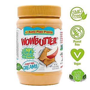 Peanut Free Tree Nut Free Natural No Stir Spread – WOWBUTTER – Award Winning Vegan Plant Protein Food made with Non-GMO verified Whole Soy – (Creamy, 1.1 Pound (Pack of 6))