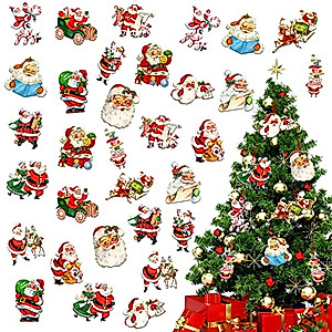 Vintage Christmas Decorations Christmas Tree Ornaments - 32Pcs Christmas Santa Claus Ornaments Merry Christmas Banner,Home Wall Office Indoor Decor for Xmas Party Supplies