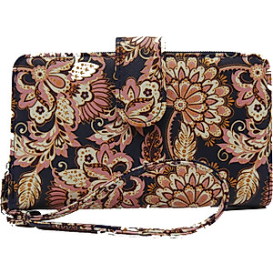 Women's Faux Leather ALL IN ONE WALLET RFID Clutch Ladies ib671x (Blue Floral)