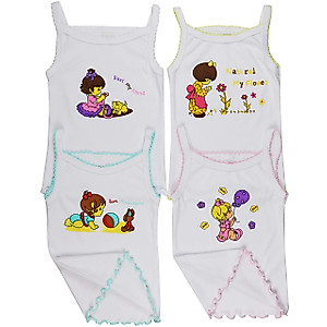 ToBeInStyle Girls' 4 Pack Ruffle Hem Spaghetti Strap Tops - Baby Love - Size 5