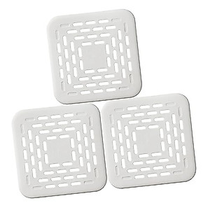 Hemobllo 3pcs Bathtub Stickers Kitchen Sink Drain Strainer Sink Stoppers Square Stickers Bath Tub Plug Stopper Shower Drain Cover Simple Sink Filter White Sink Plug Anti-clogging