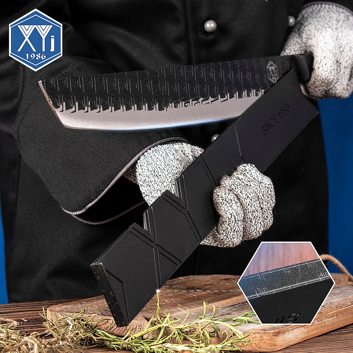 XYJ Slice Cooking Knife With Edge Guards Protector,Kitchen Knife,Sharpener Steel,Japanese Chef Knives,Meat Vegetable Cutting Carving Brisket Knife,Long Blade,Full Tang (14.5 Inch)