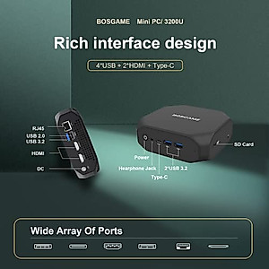 BOSGAME U32 Mini PC Ryzen 3 3200U(up to 3.5Ghz), 8GB DDR4 RAM 256GB NVMe SSD Mini Computers, Mini PC Windows 11 Pro 4K@60Hz Dual HDMI/Type-C/WiFi 5 /BT 4.2