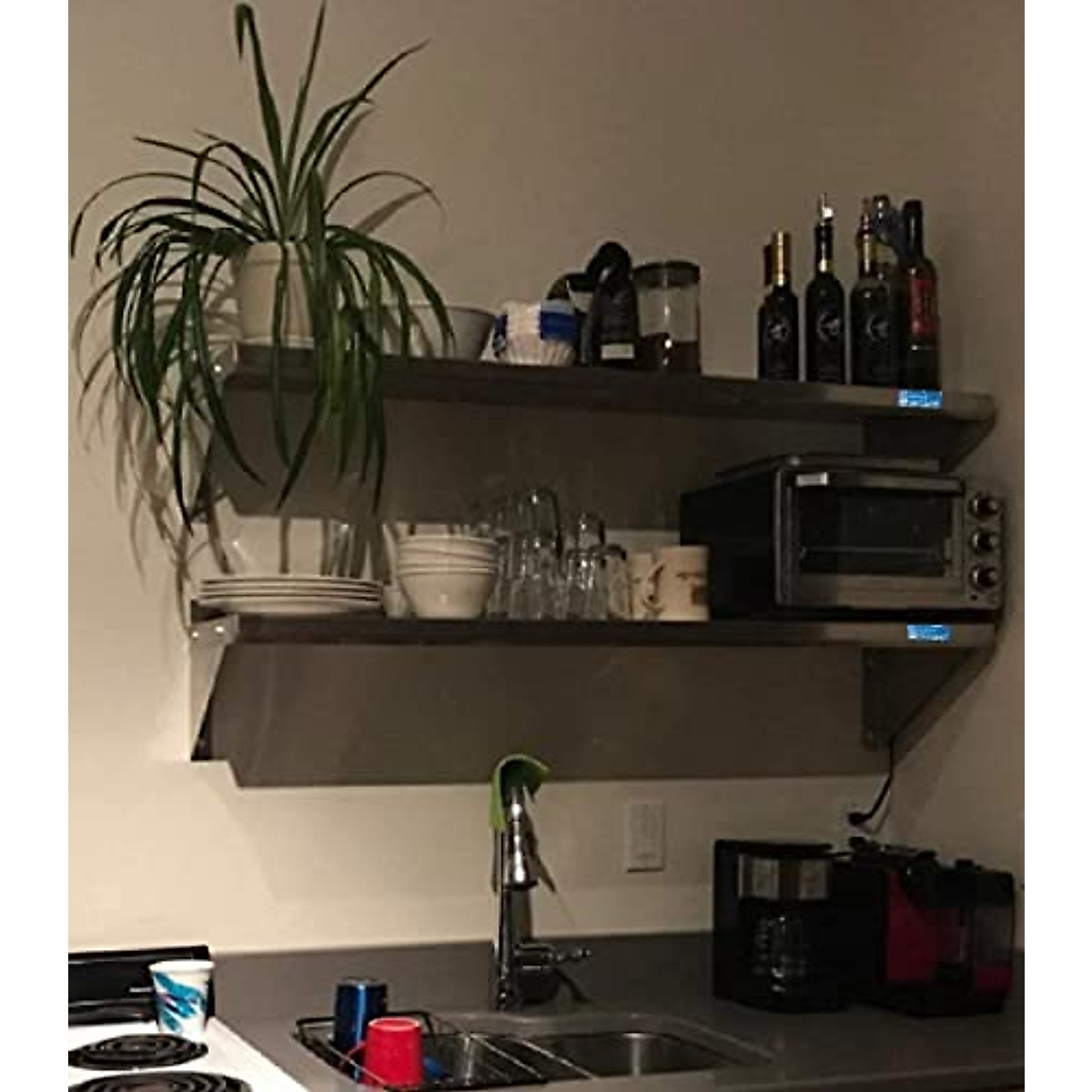 AmGood 18" Width x 72" Length | Stainless Steel Wall Shelf | Square Edge | Metal Shelving | Heavy Duty | Commercial Grade | Wall Mount | NSF Certified