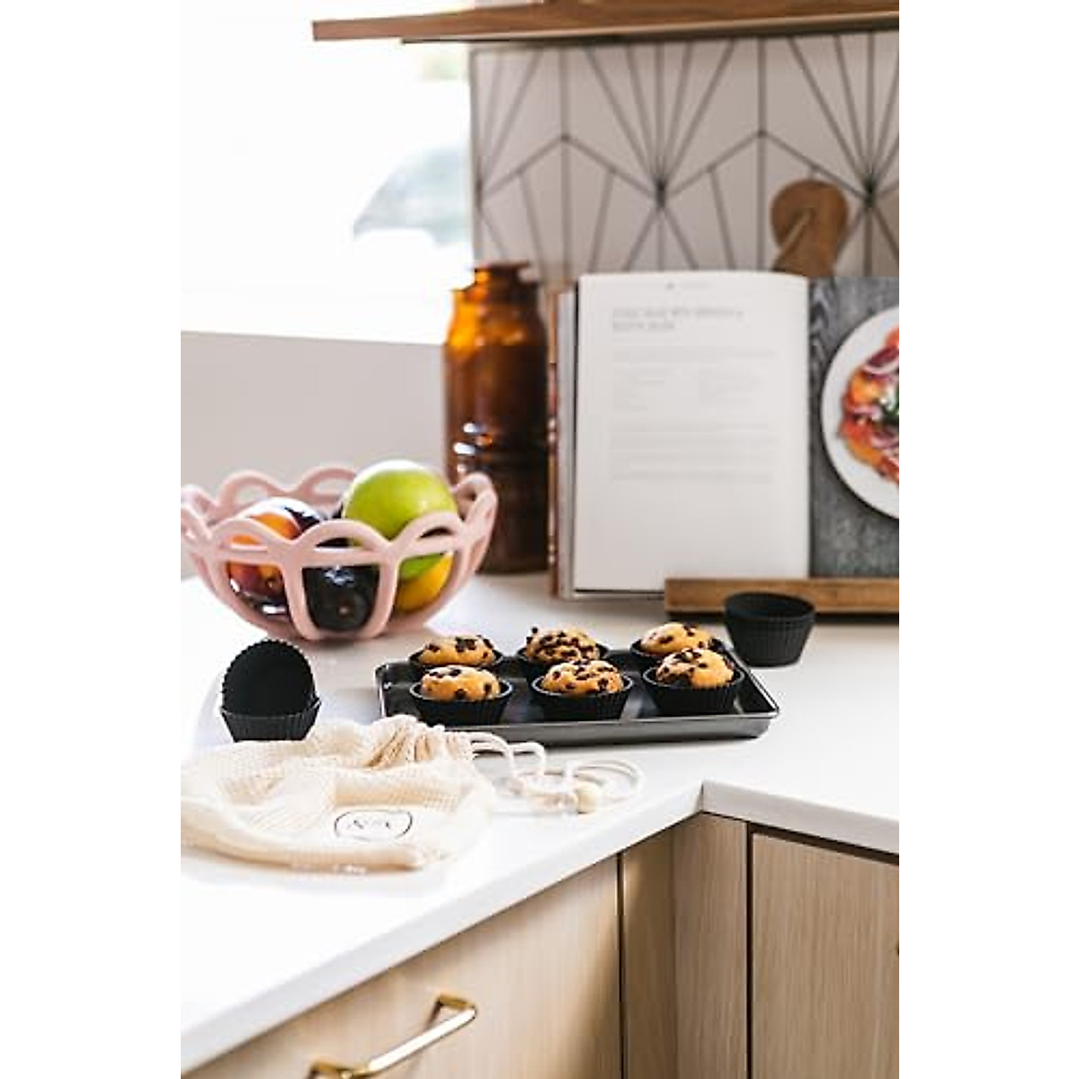 The Silicone Kitchen Reusable Silicone Baking Cups, Non-Toxic, BPA Free, Dishwasher Safe, Regular, Matte Black, 12 Pack