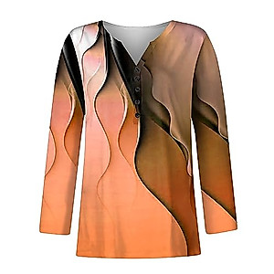 Gneric Womens Fall Clothes Long Sleeve V-Neck Sweatshirts Botton Printed Tops Womens Tops Long Sleeve Long Sleeve Shirt Women Fall Tops Womens Long Sleeve Tops Casual Long Sleeve Shirt
