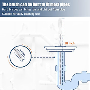 35.5inch Drain Clog Remover(1pcs), 25inch Drain Snake Hair Remover(6pcs) ＆ Cleaning Brush(2pcs), Hair Catcher Drain Auger Cleaner Tool Set For Toilet, Kitchen Sink, Bathroom Tub, Sewer, 9 Pack